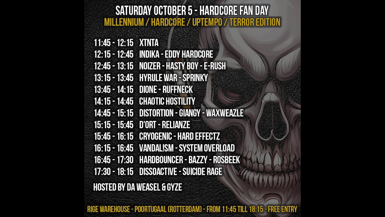 Hardcore Fanday! 6 hours of Hardcore, Gabber, Uptempo and Terror, More than 20 artists will ...