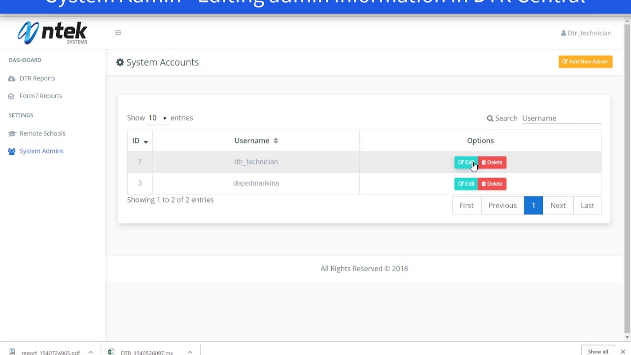 System Admin Editing admin information in DTR Central - YouTube
