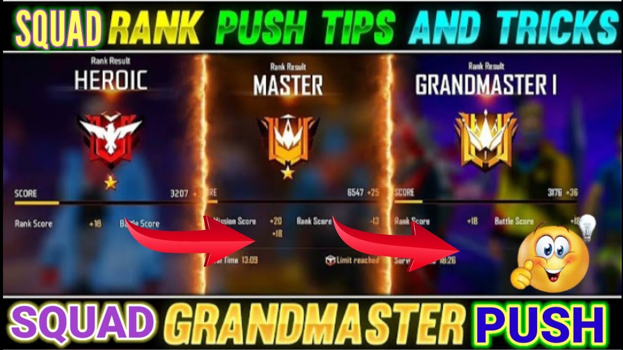 GRANDMASTER PUSH KAISE KARE || FREE FIRE RANK PUSH TIPS AND TRICKS ...