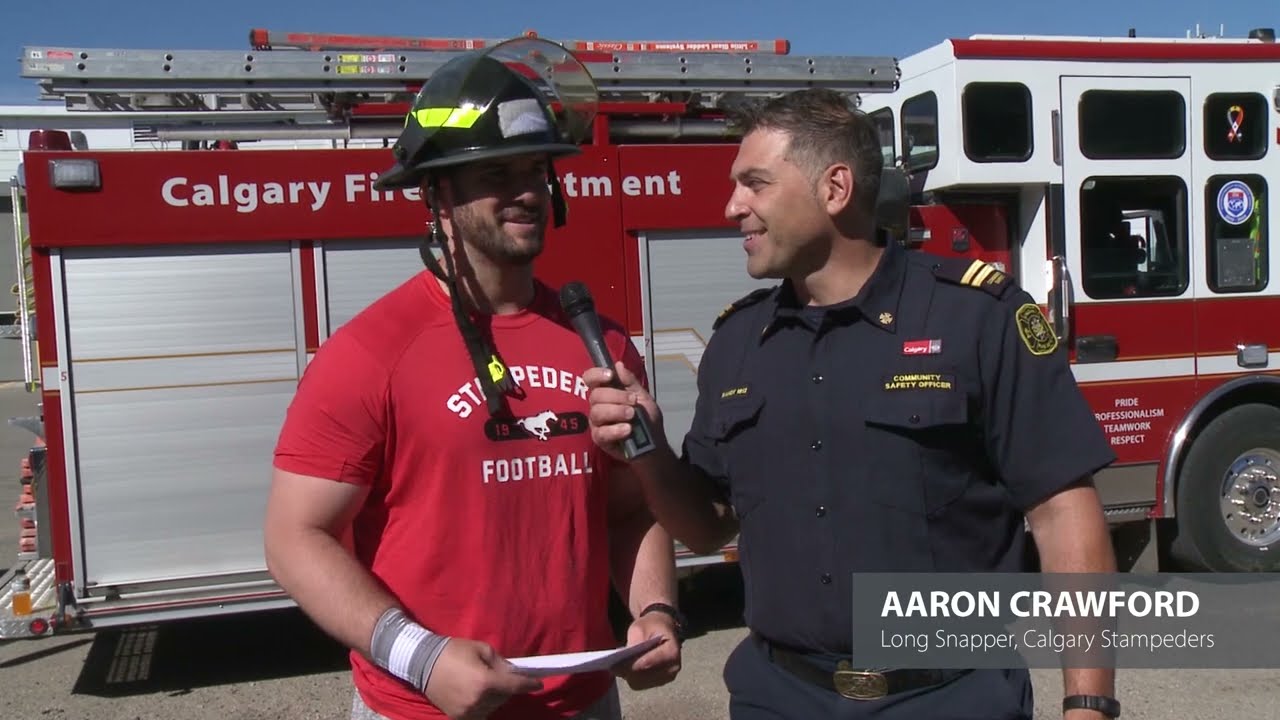 CFD invites Calgary Stampeders to firefighter training - 2022 - YouTube
