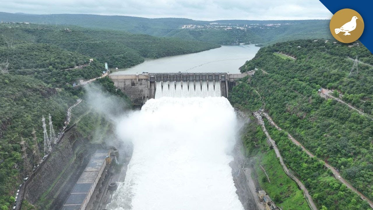 Heavy water flows into srisailam dam, 10 gates lifted - YouTube