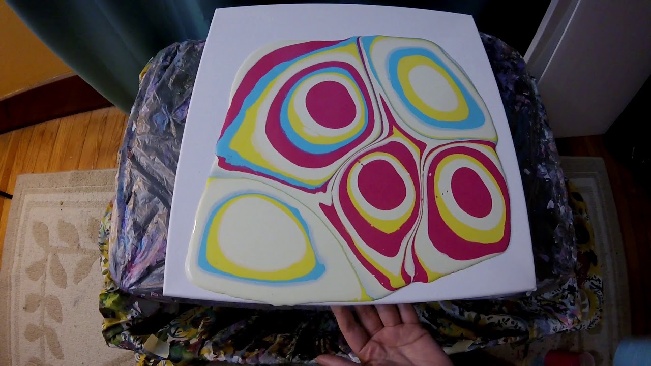 FLUID ART ACRYLIC PUDDLE POUR (SPRING PAINTING) - YouTube