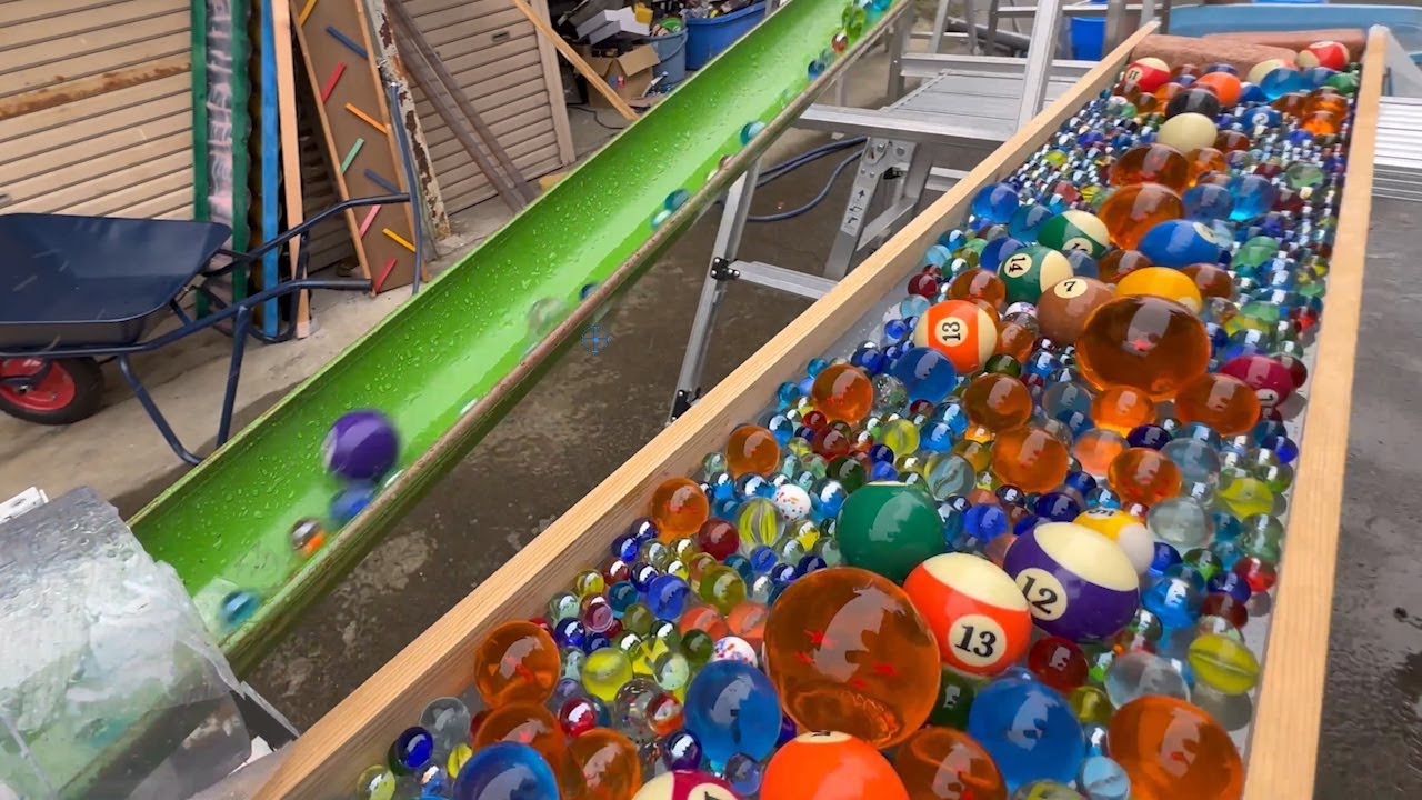 Marbles lined up and rolled ☆ Handmade wooden marble run ASMR #17 - YouTube