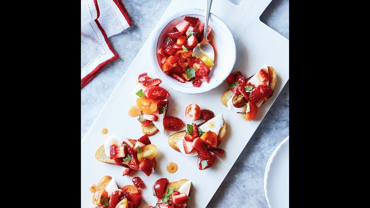 Mozzarella and Strawberry Bruschetta | Giadzy - YouTube