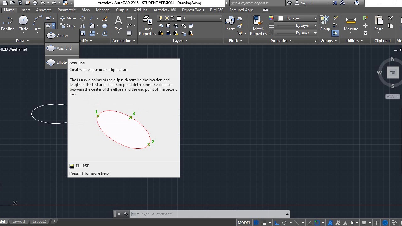Crear elipses en autocad - YouTube