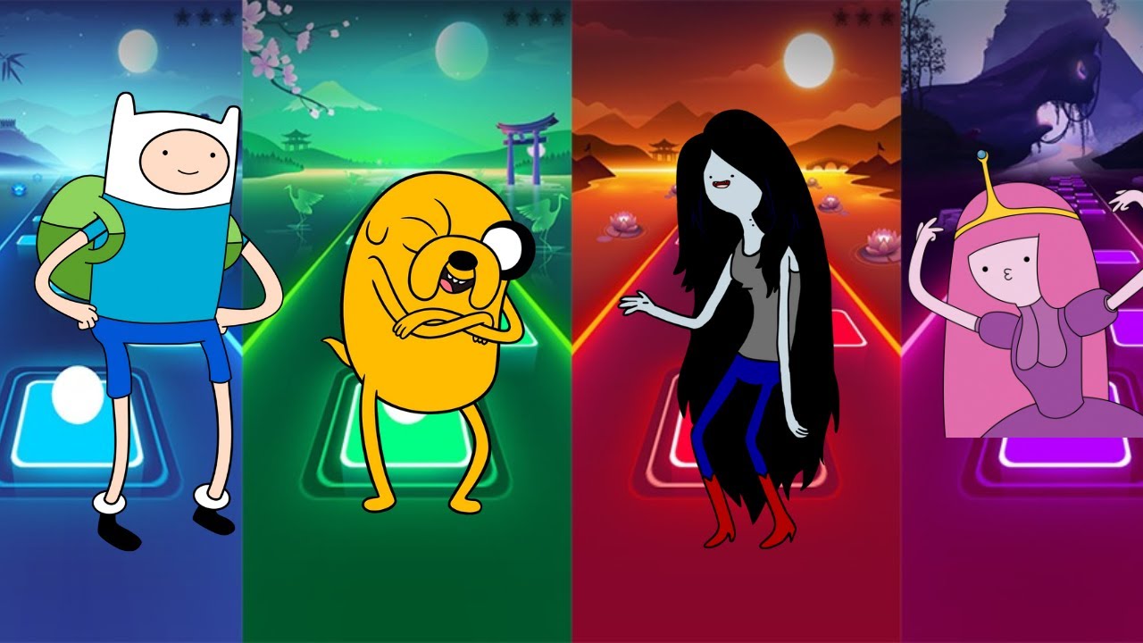 Adventure Time | Finn VS Jake VS Marceline VS Bubblegum | Tiles Hop ...
