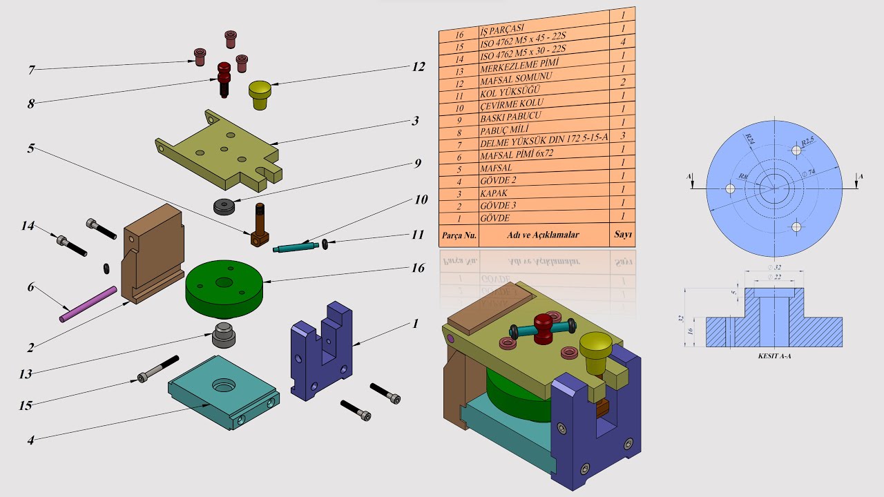 DELME İŞ KALIBI UYGULAMA 11 (Drill Jig Design Example 11) - YouTube