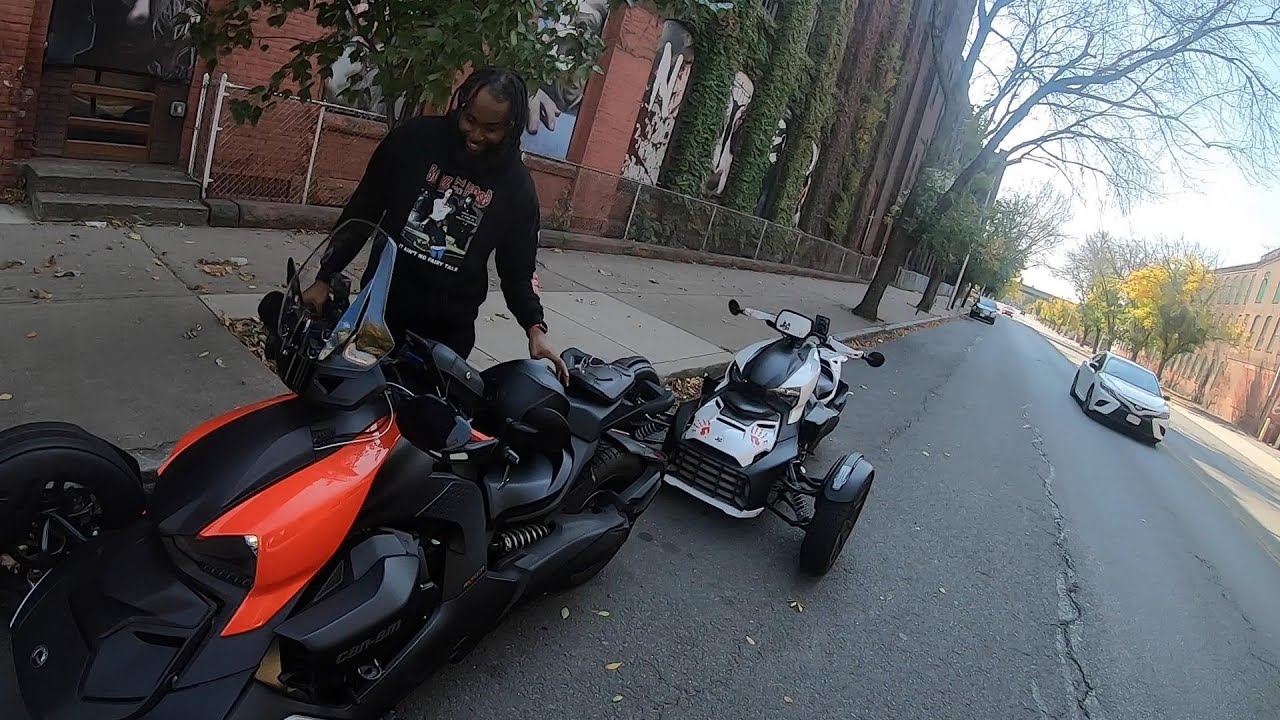 Can-Am Rykers, my first ride after crash and new radiator, my buddies ...