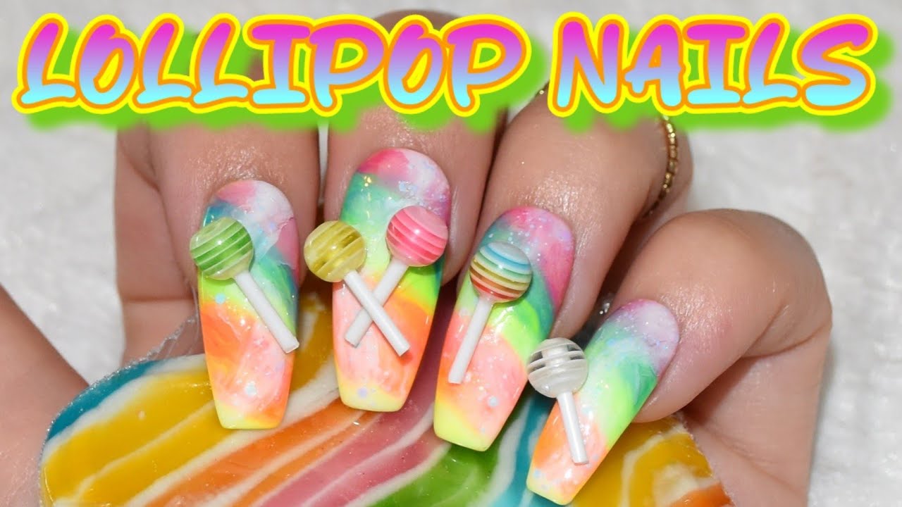 Lollipop Nails | Cute And Colorful Nail Art Design Tutorial - YouTube