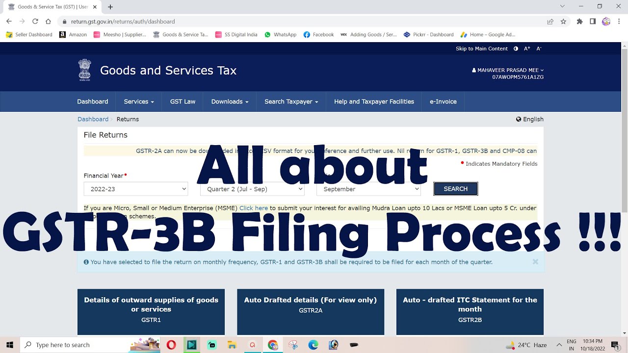 All about GSTR-3B Filing Process !!! - YouTube