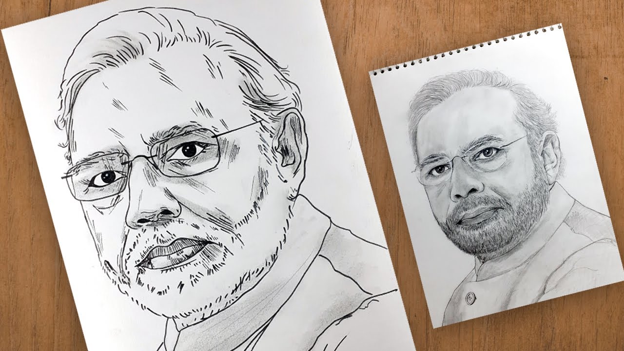 How to Draw PM Narendra Modi ji Drawing - YouTube
