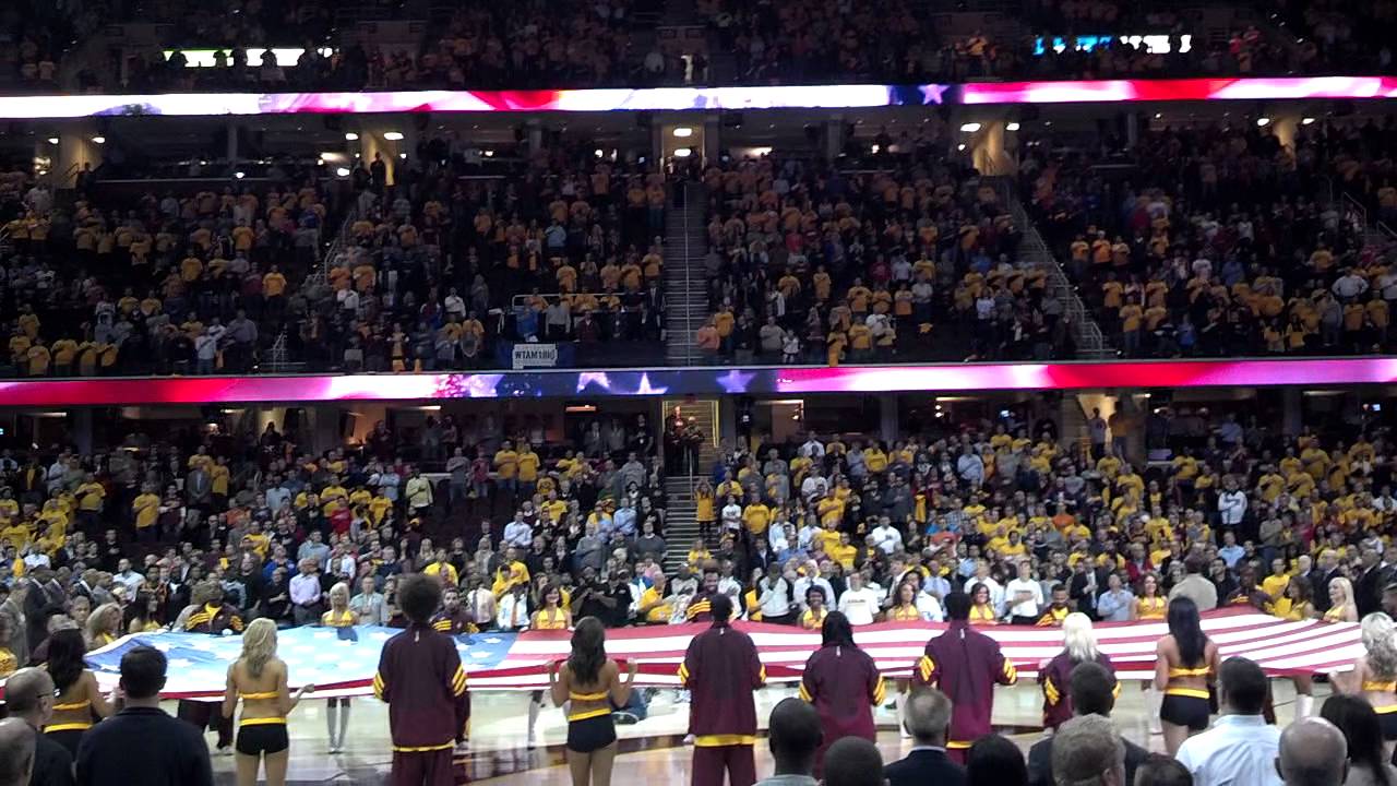 Madison and Juliana Heichel sing the National Anthem at the Cleveland ...