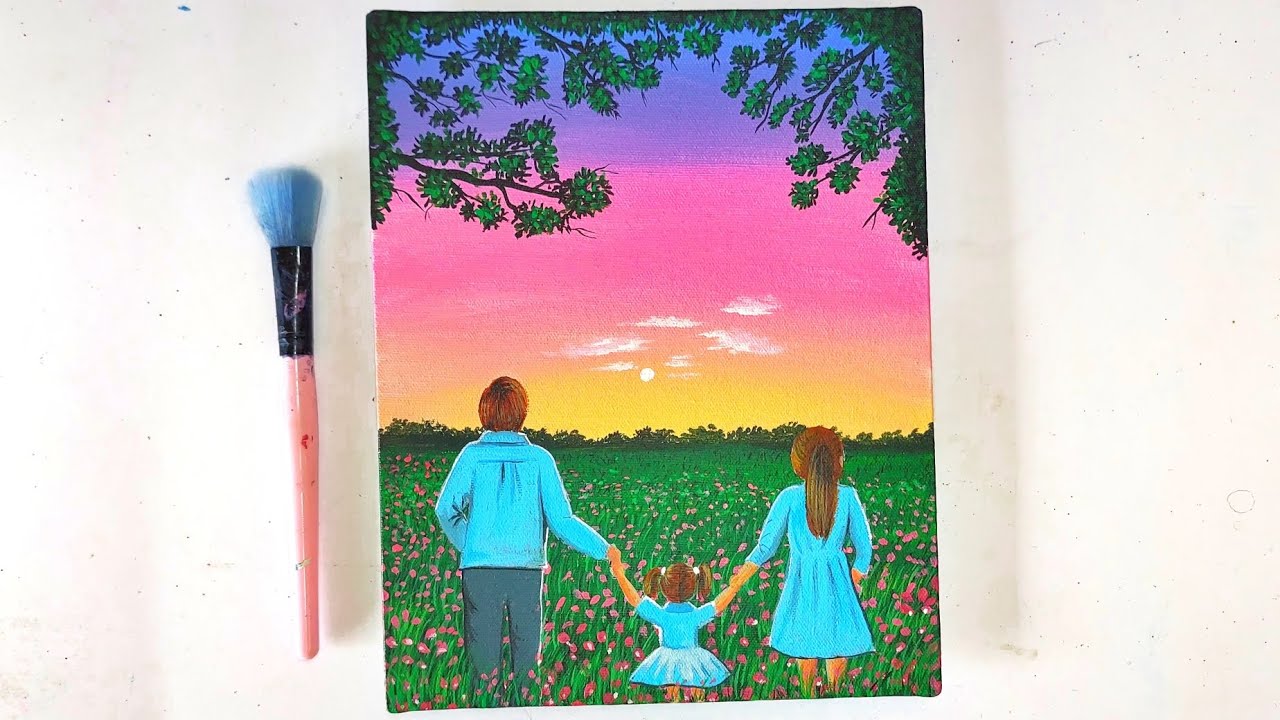 Cute Family Painting/ Acrylic painting/ Step by Step - YouTube