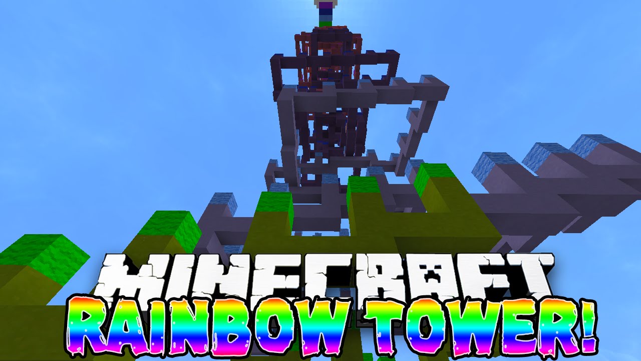 Minecraft - RAINBOW TOWER PARKOUR! w/ Preston & Vikkstar! - YouTube