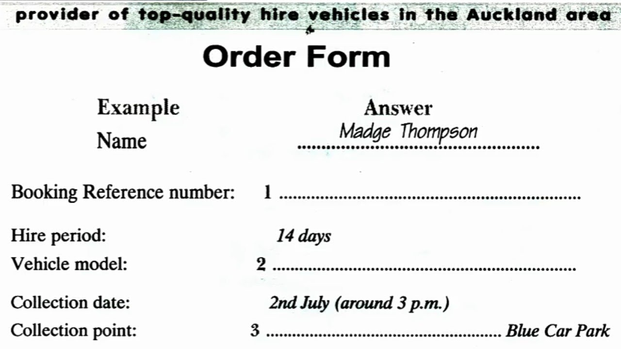 order form listening test ielts 2019 | ielts listening practice test ...