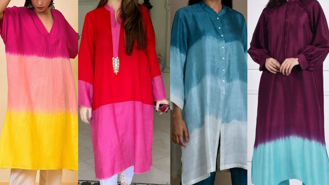 Double Shade Kurti Design/Double Shaded Kurti Design/Two Colour Kurti ...
