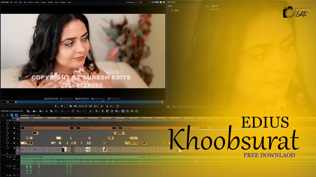 Khoobsurat Edius Wedding Cinematic Couple Song Project || Edius Free Download Hare || SURESH ...