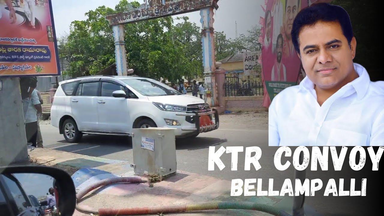Telangana Minister KTR Convoy in Bellampalli || 8th May 2023 - YouTube