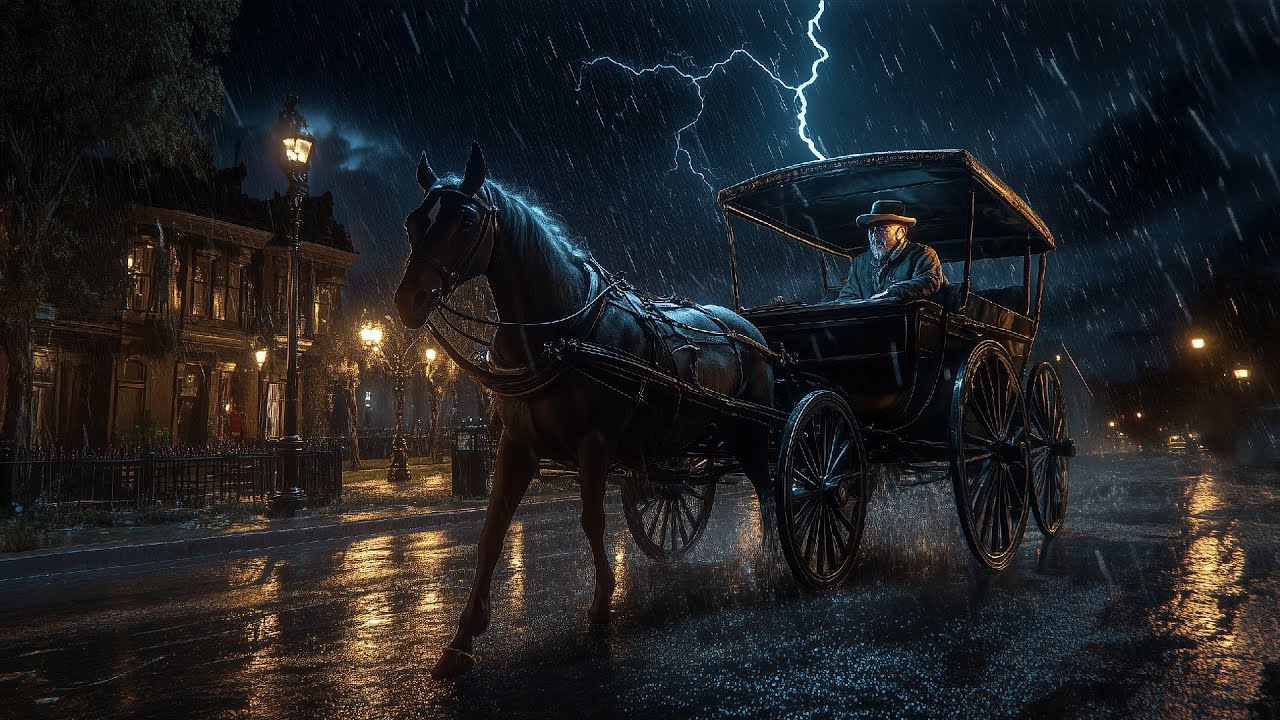 🔴 RDR2: Midnight Carriage Ride Through the Thunderstorm, Relaxing Rain ...