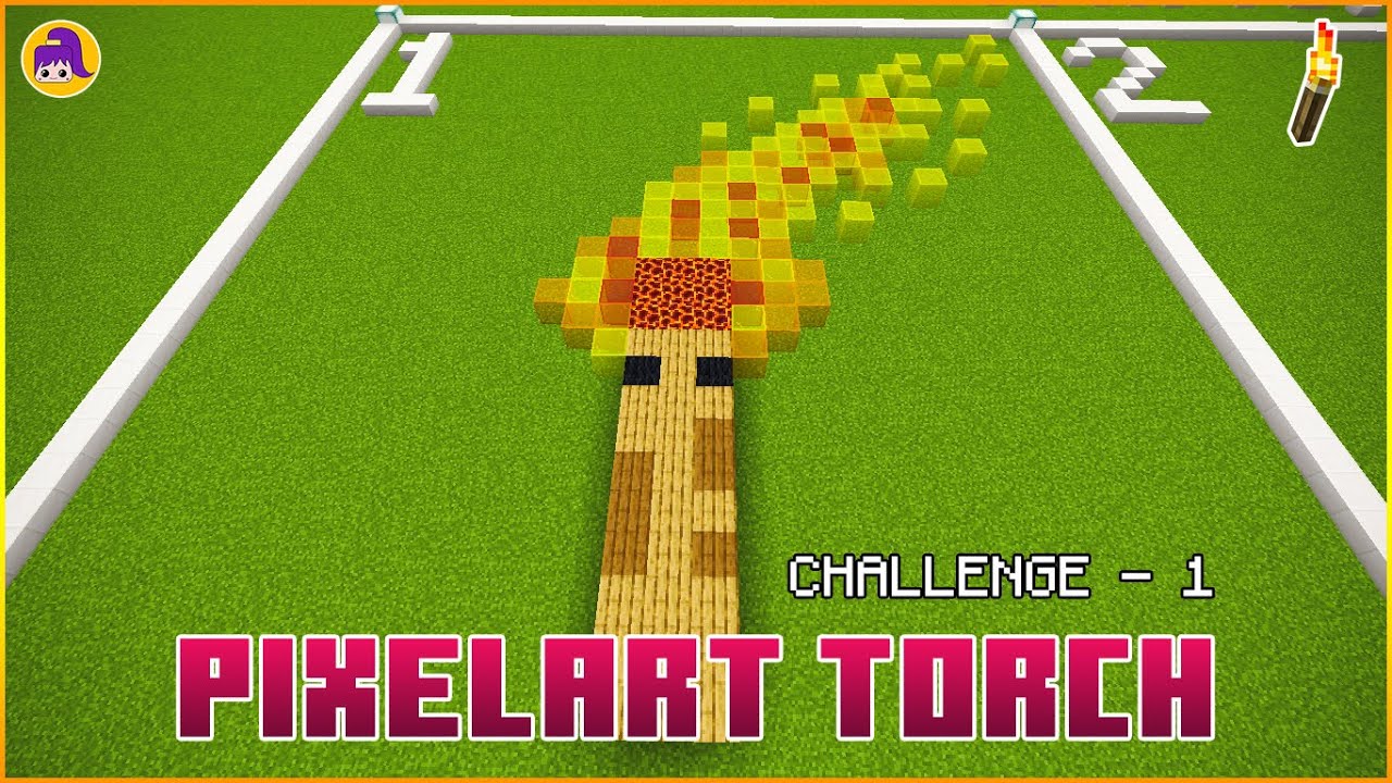 Building pixelart Torch - Minecraft challenge / day 1 - YouTube