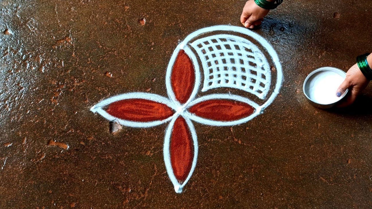 Thai madham simple padi kolam|3*3 dots easy flowers kolam|small muggulu ...