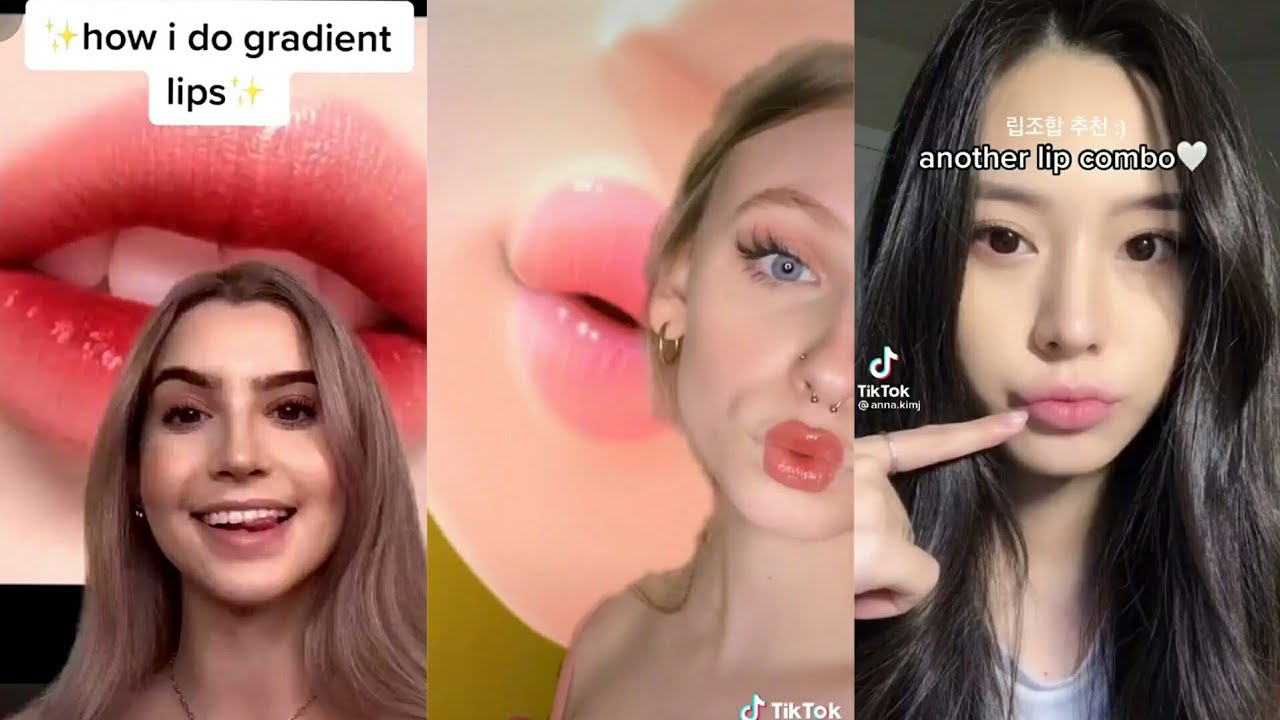 tiktok lips tutorial compilation 💋 |korean gradient lips 2021 - YouTube