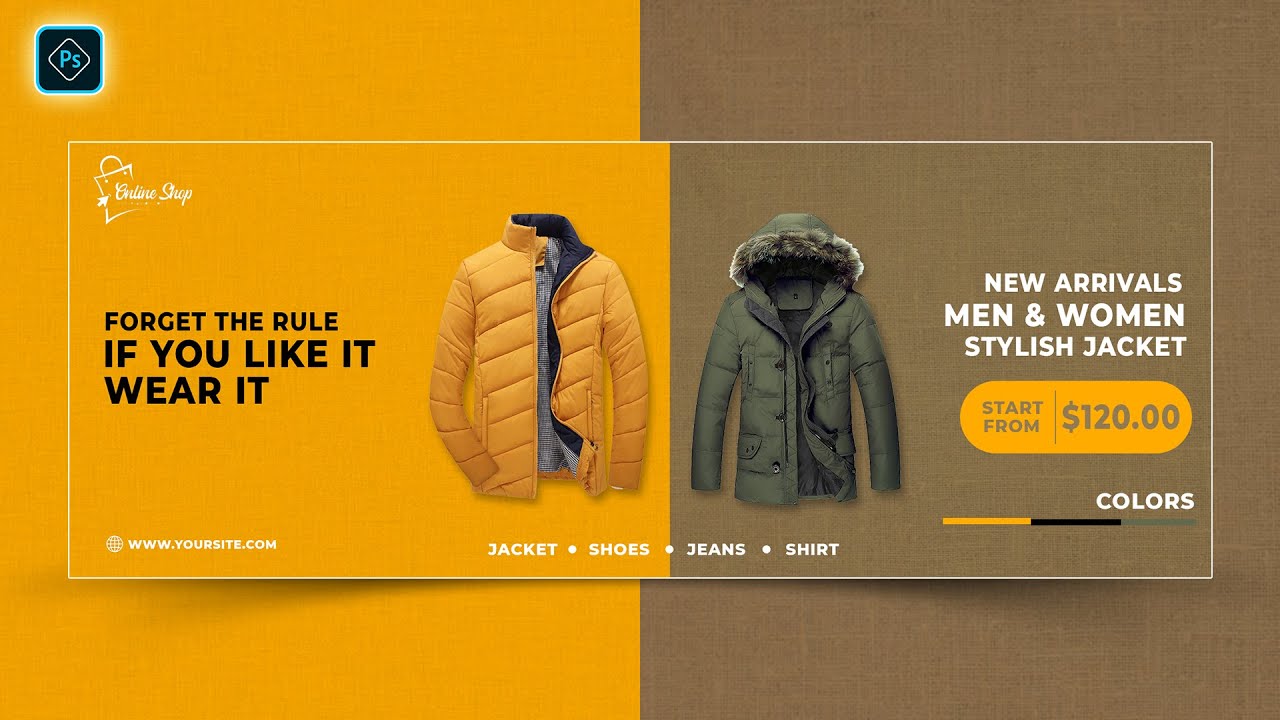 Online Shop Facebook Cover Photo Design in Photoshop Tutorial - YouTube