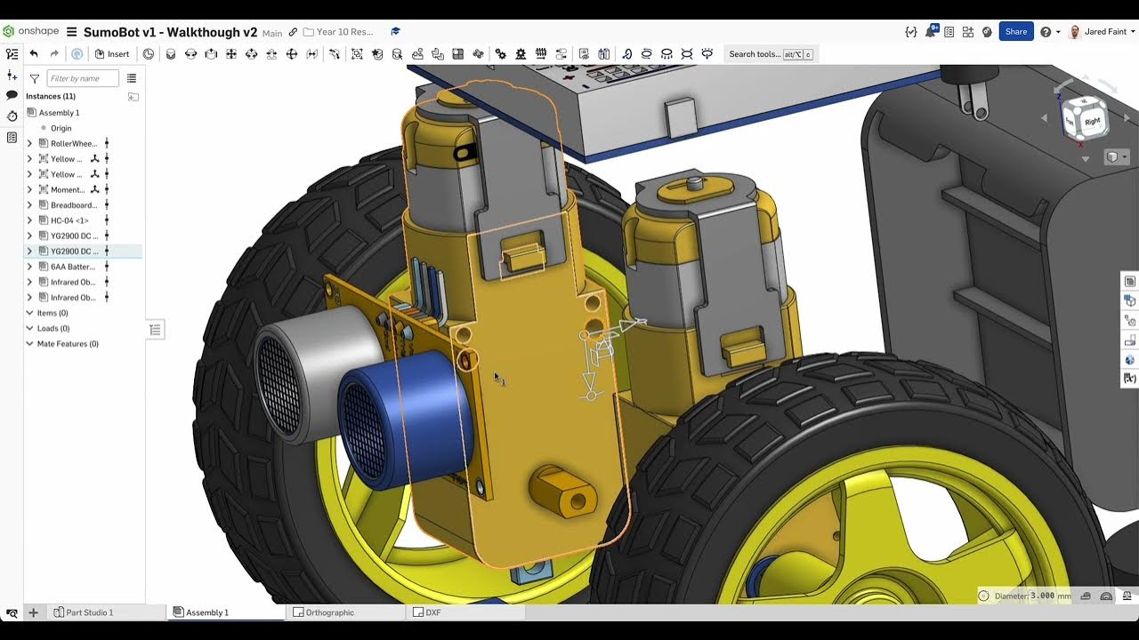 OnShape - Walkthrough Tutorial SumoBot Basic Build - YouTube