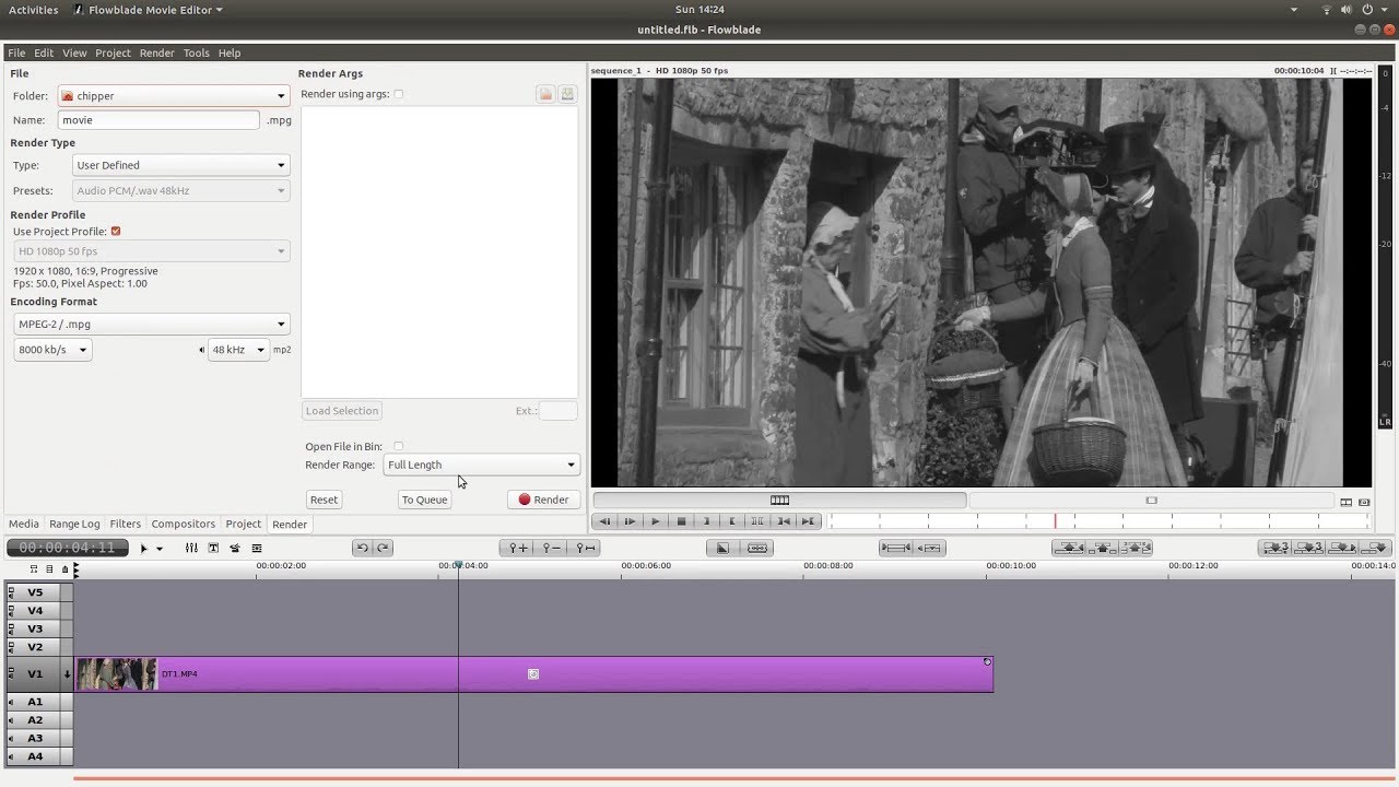 Flowblade: Convert A Color Video Clip To Black And White. A Video ...