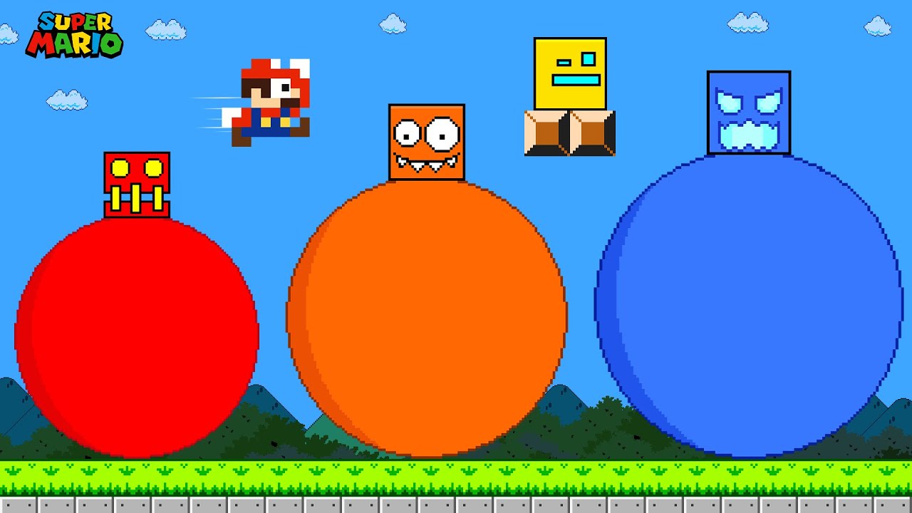 Tiny Mario Escape vs the Giant Geometry Pregnant in Domino Maze Level ...