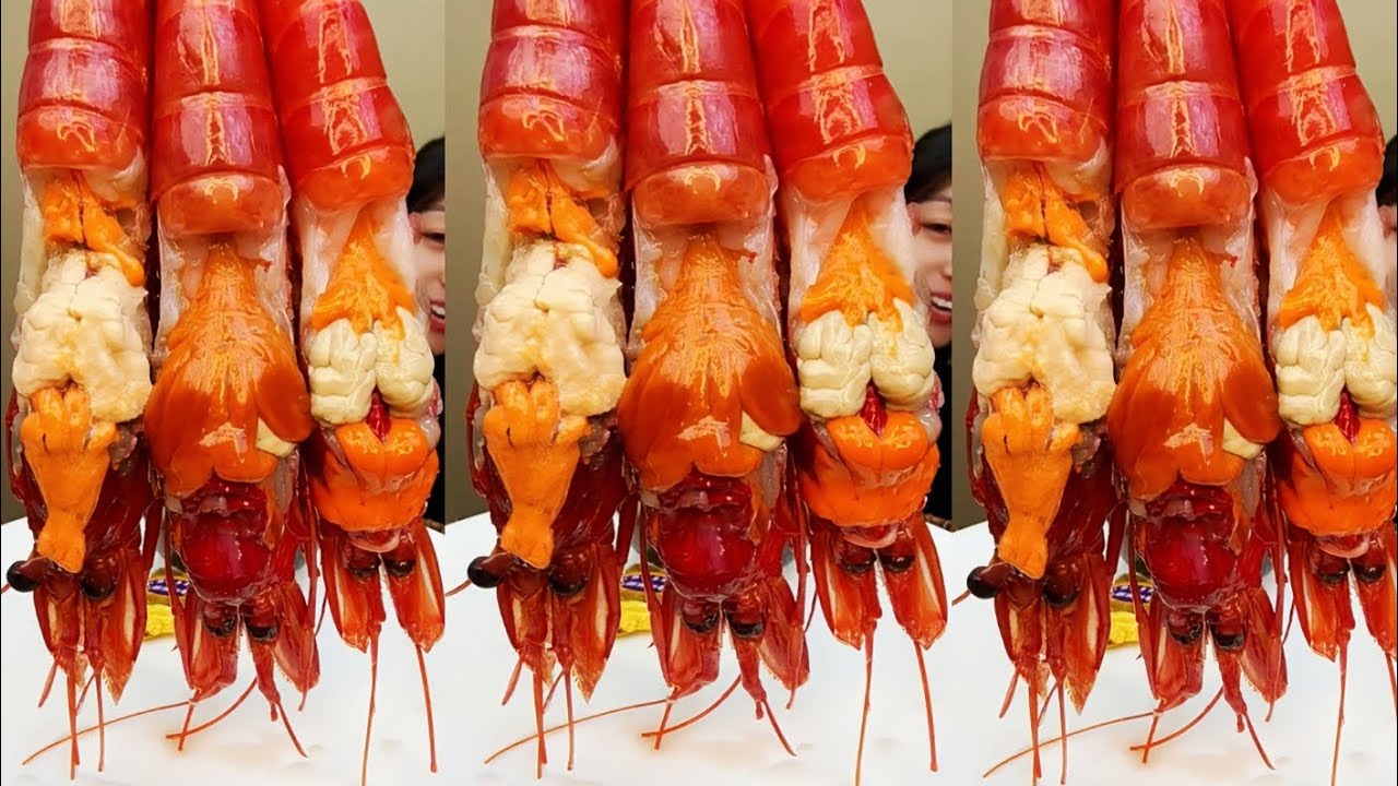 ASMR MUKBANG | Fresh Shrimp Brain | King Shrimp | Seafood | food ...