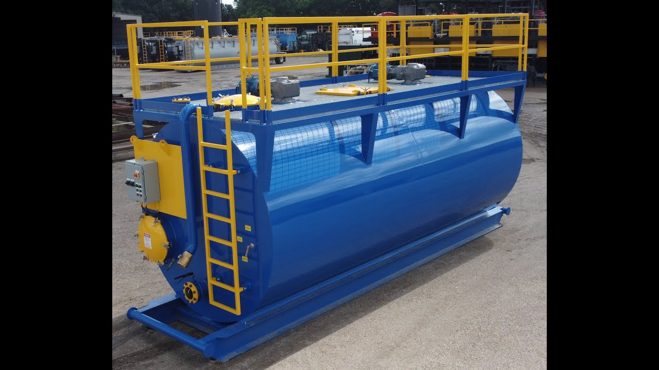 DEL Tank 200 bbl Mix Tank with (2) 10 hp Mixers - YouTube