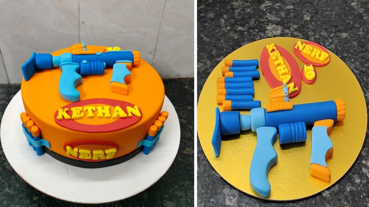 Gun Birthday Cake |How To Make Gun Birthday Cake |Fondant Gun Recipe ...
