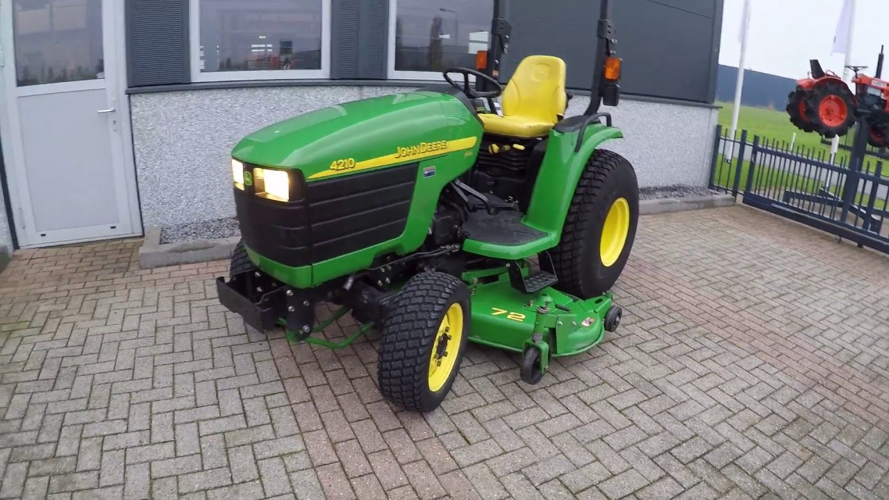 John Deere 4210 4wd HST / 180 cm Middenmaaidek - YouTube