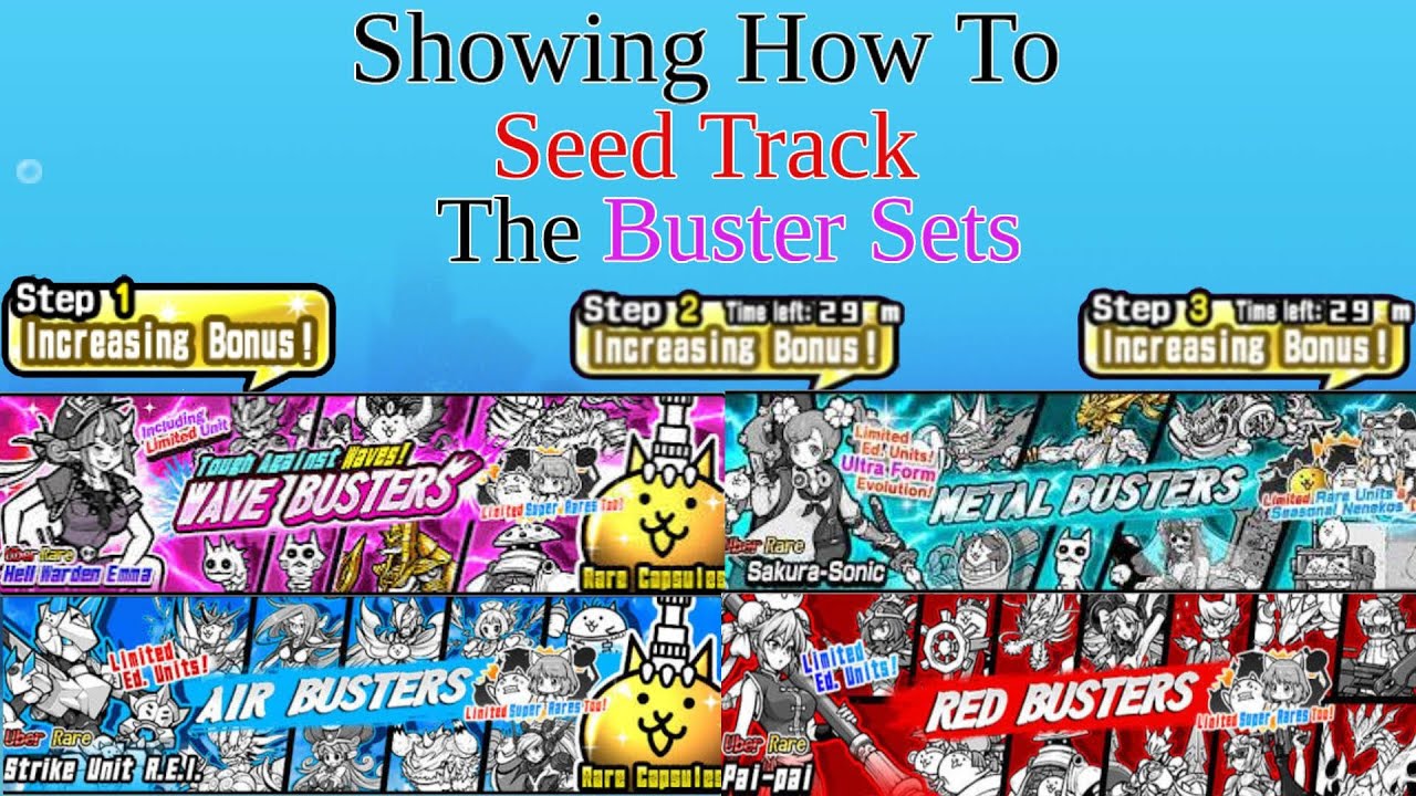 Showing How To Seed Track The Buster Banners (Step Up Events) In The Battle Cats - YouTube