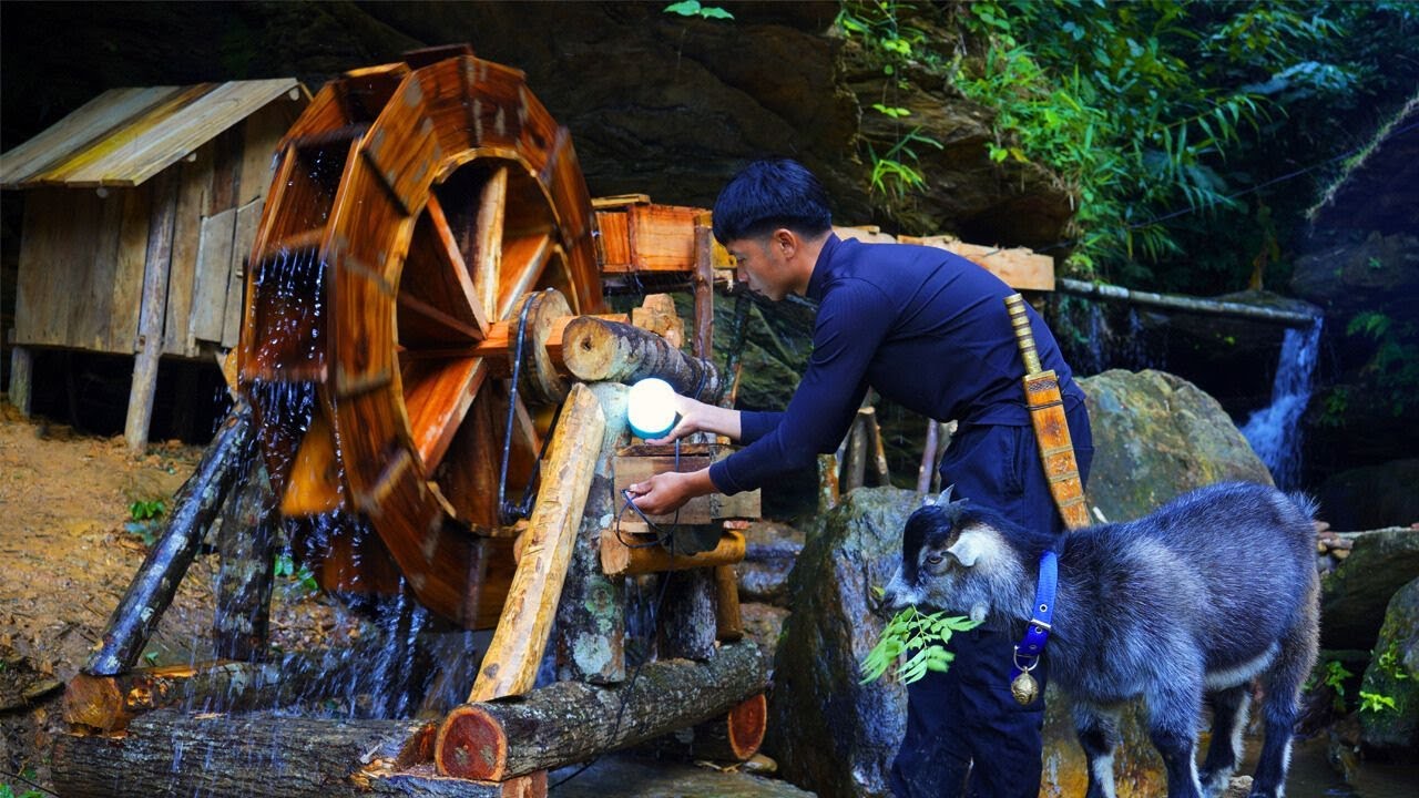 I used a waterfall to generate free electricity for my house in the ...