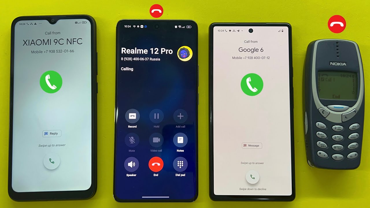 Nokia 3310 Calling on Pixel 6 / Realme 12Pro Calling XIAOMI 9C NFC ...