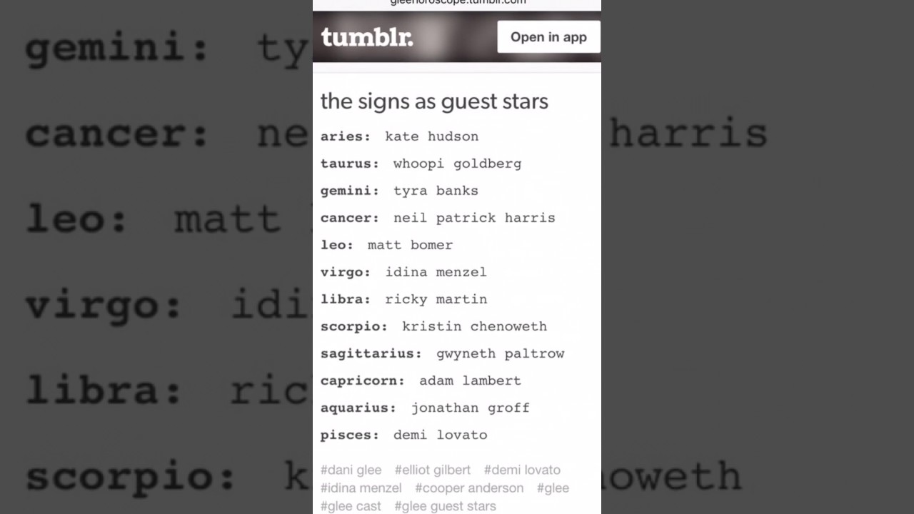 Glee Zodiac Signs - YouTube