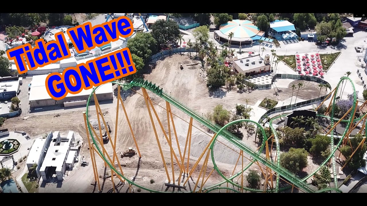 Drone footage of Magic Mountain June 19, 2021 - Traffic, Tidal Wave ...