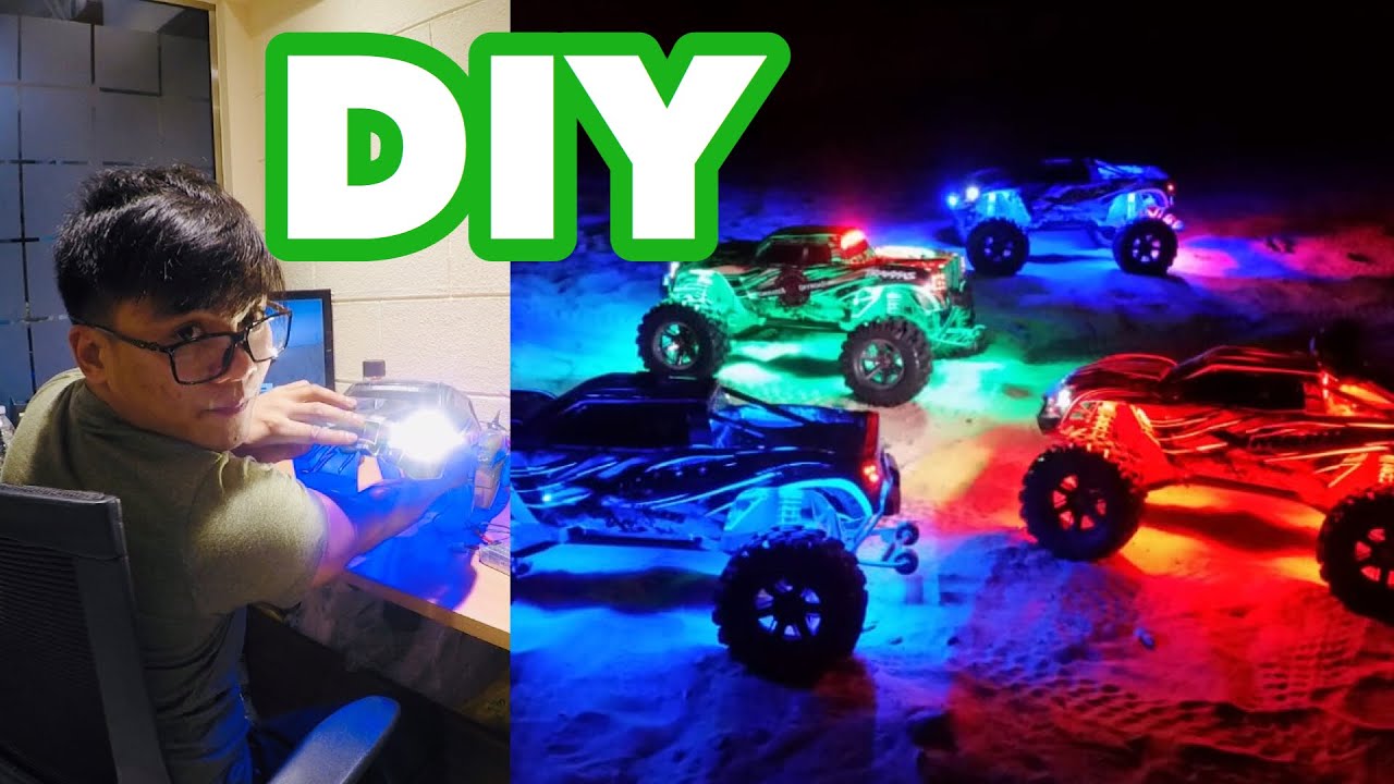 Cheap DIY Rc Light Set up | Xmaxx light Set up - YouTube