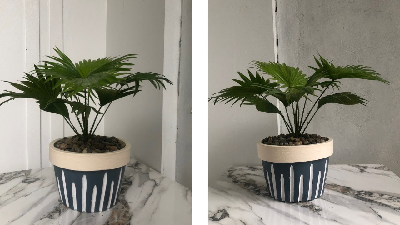 Make beautiful flower pots from plastic-cement-sand pots.craftsman ...