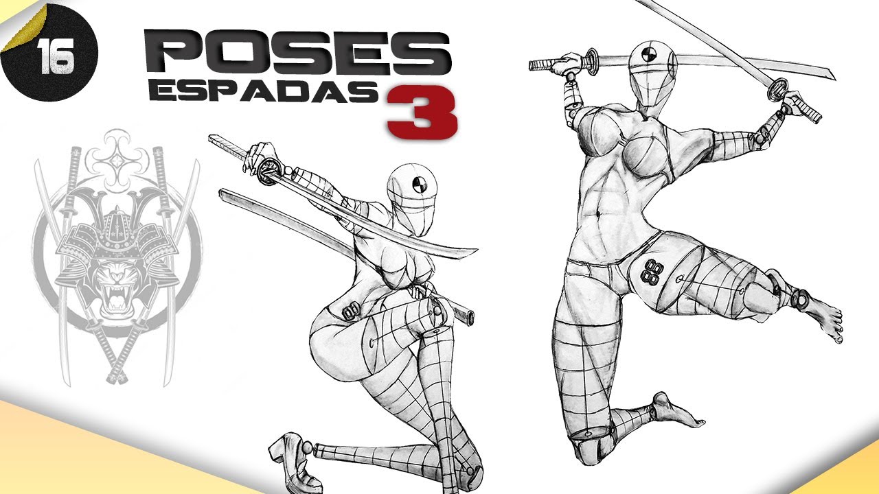 Dibujando poses dinámicas con espadas Vol.3 by [G88] - YouTube