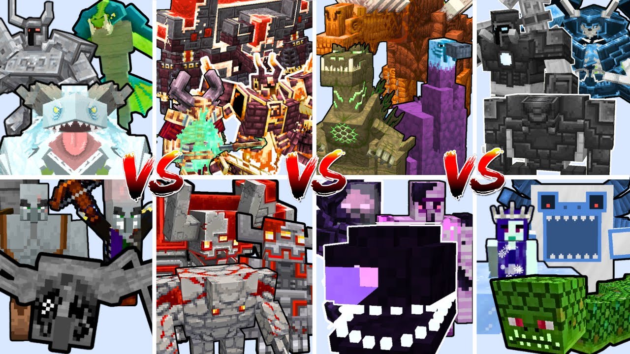 MOST DANGEROUS MINECRAFT BOSSES TEAMS TOURNAMENT (Mob Battle) - YouTube