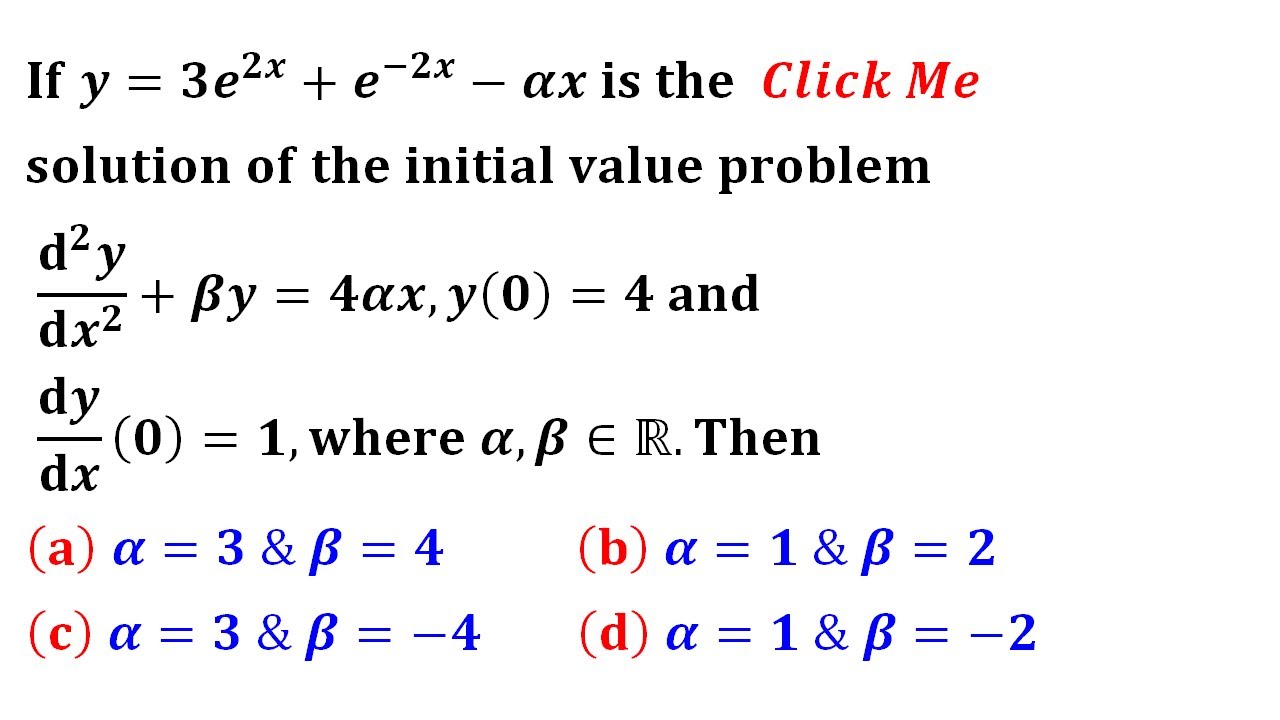 solution of initial value problem MCQ MA Differential Equation ...