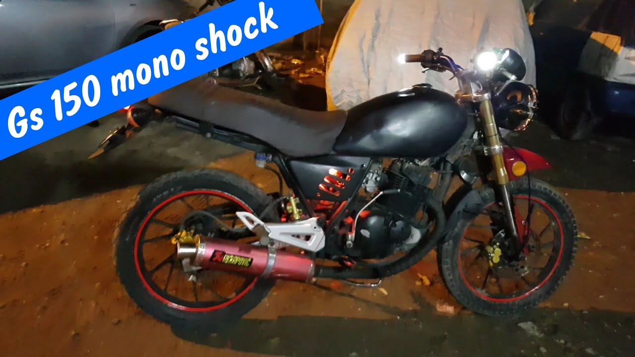 Suzuki gs 150 mono shock and disc brake on stock drum - YouTube