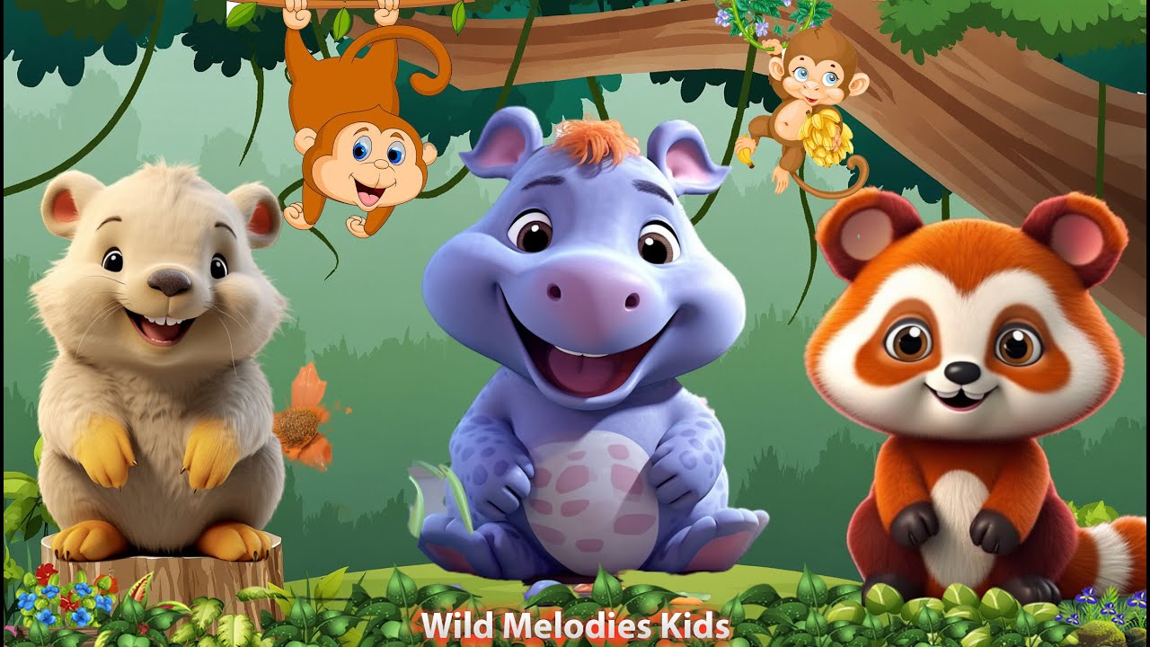 Cute Farm Animals: Hippo, Red panda, Sloth, Beaver, Meerkat - Animal ...