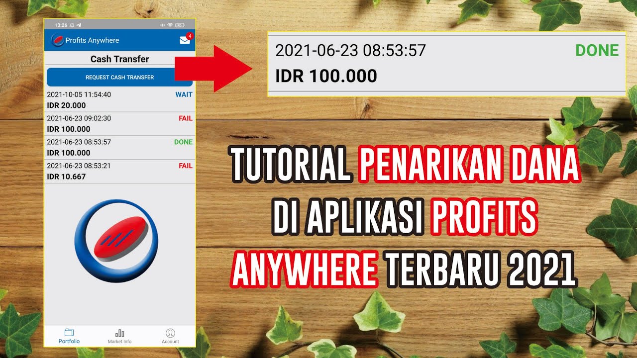 TUTORIAL PENARIKAN DANA DI APLIKASI PROFITS ANYWHERE TERBARU 2021 ...