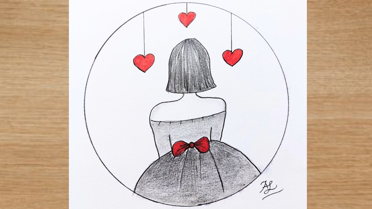 Easy girl backside drawing / Girl drawing step by step | Pencil drawing ...