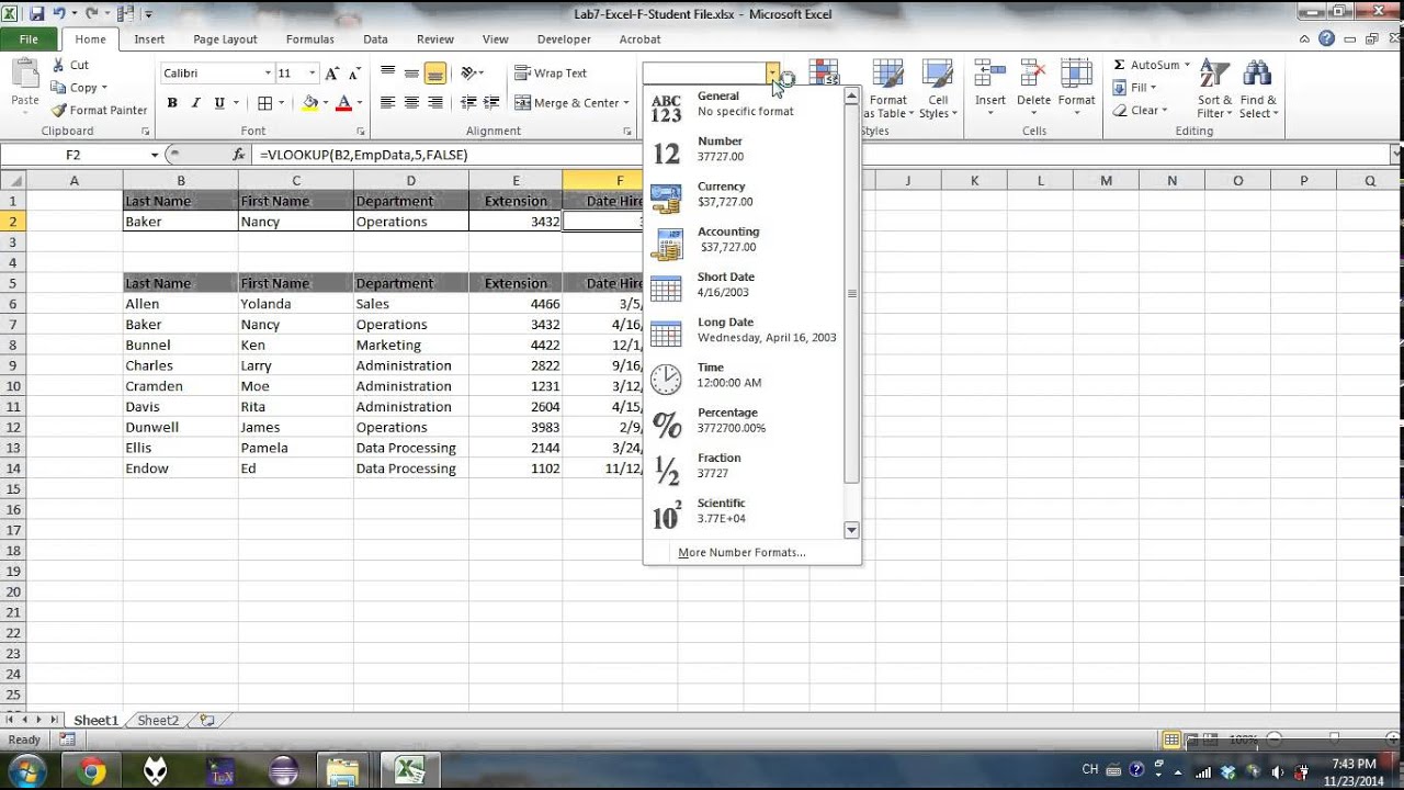 Abu Dhabi University ITE100 - Lab7 excel - YouTube