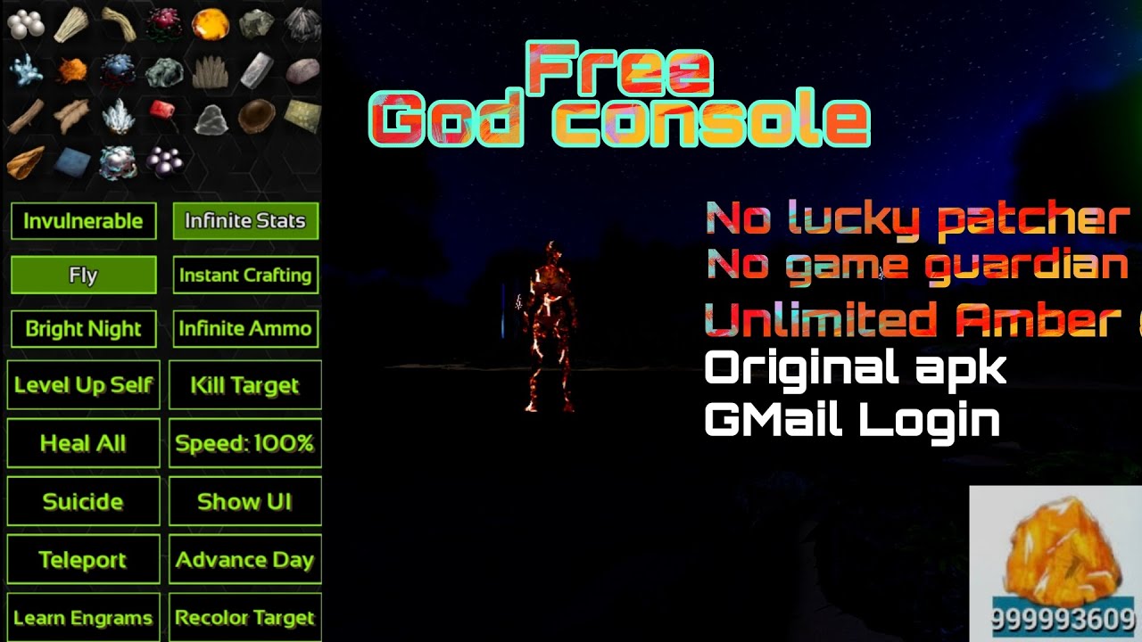 how to get free god console in Ark Mobile || GMail login Save data ...